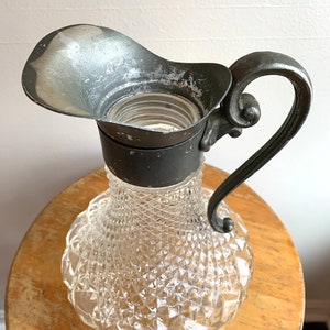 Diamond Cut Vintage Pewter Pitcher/ Vintage Barware/ Vintage Pitcher ...