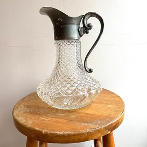 Diamond Cut Vintage Pewter Pitcher/ Vintage Barware/ Vintage Pitcher ...