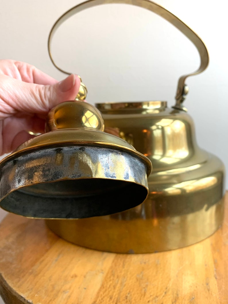 Antique Brass Copper Bottom Tea Kettle / Large Antique Kettle - Etsy