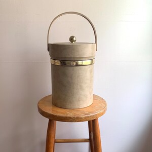 Vintage Vinyl Ice Bucket / Shelton Ware Ice Bucket / Tall Beige Ice ...