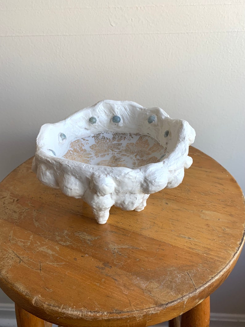 Handmade Sculpted Bowl With Vintage China/functional Art Sculpture ...