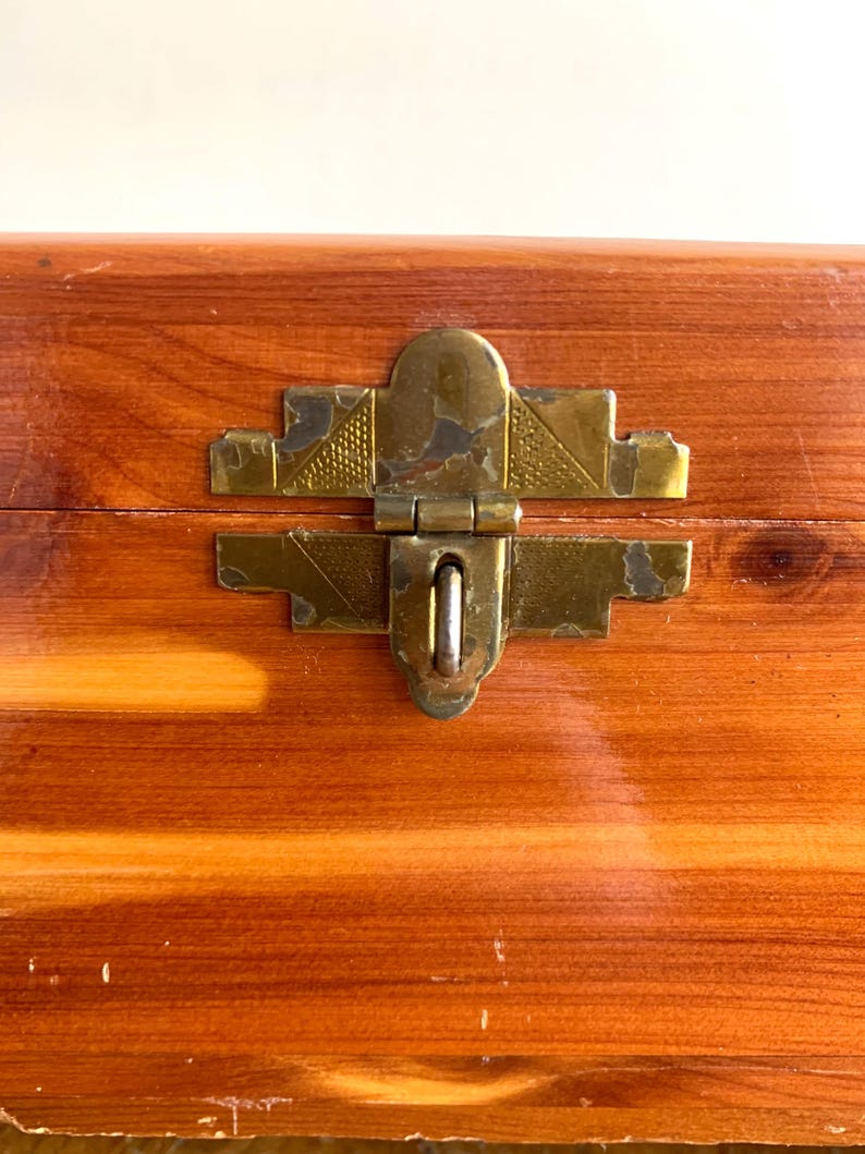 Vintage Carved Cedar Box: Landscape Design, Dovetail Corners - Etsy