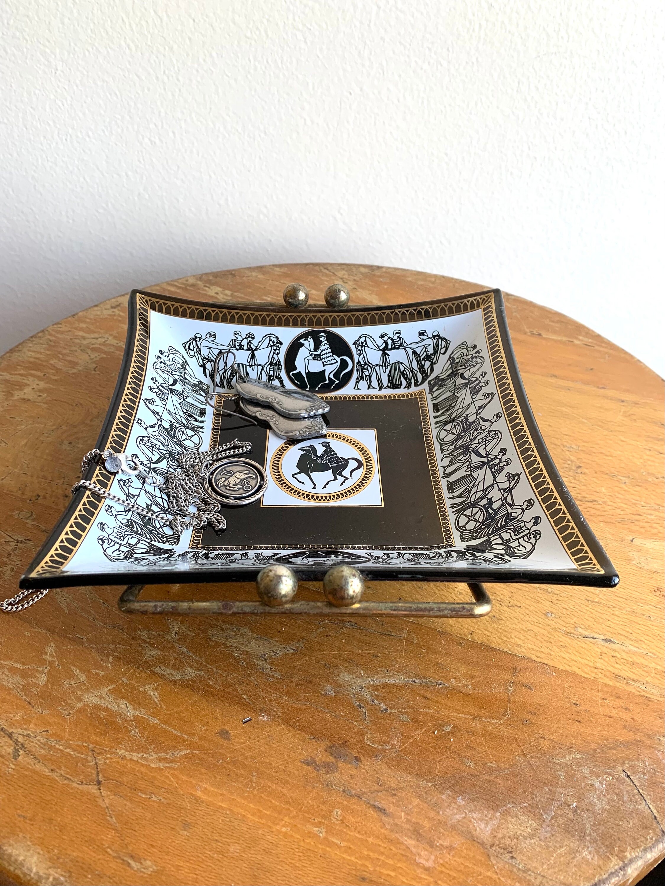 Vintage Mid Century Modern Trinket Dish/ Aldon Black Gold Dish ...