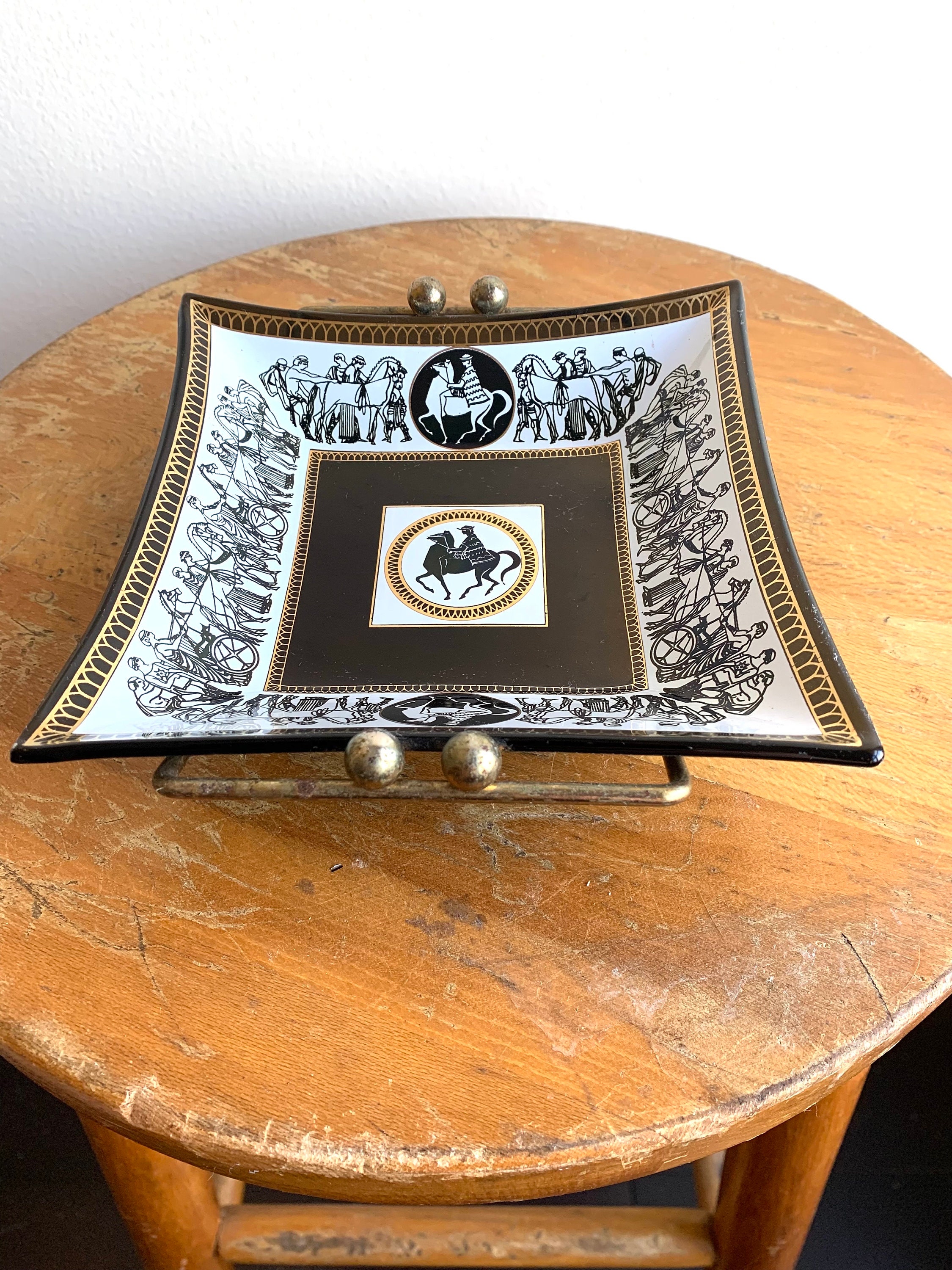 Vintage Mid Century Modern Trinket Dish/ Aldon Black Gold Dish ...