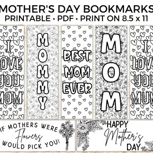 Mother's Day Coloring Bookmarks, DIY Gift for Mom, Present From Kid ...