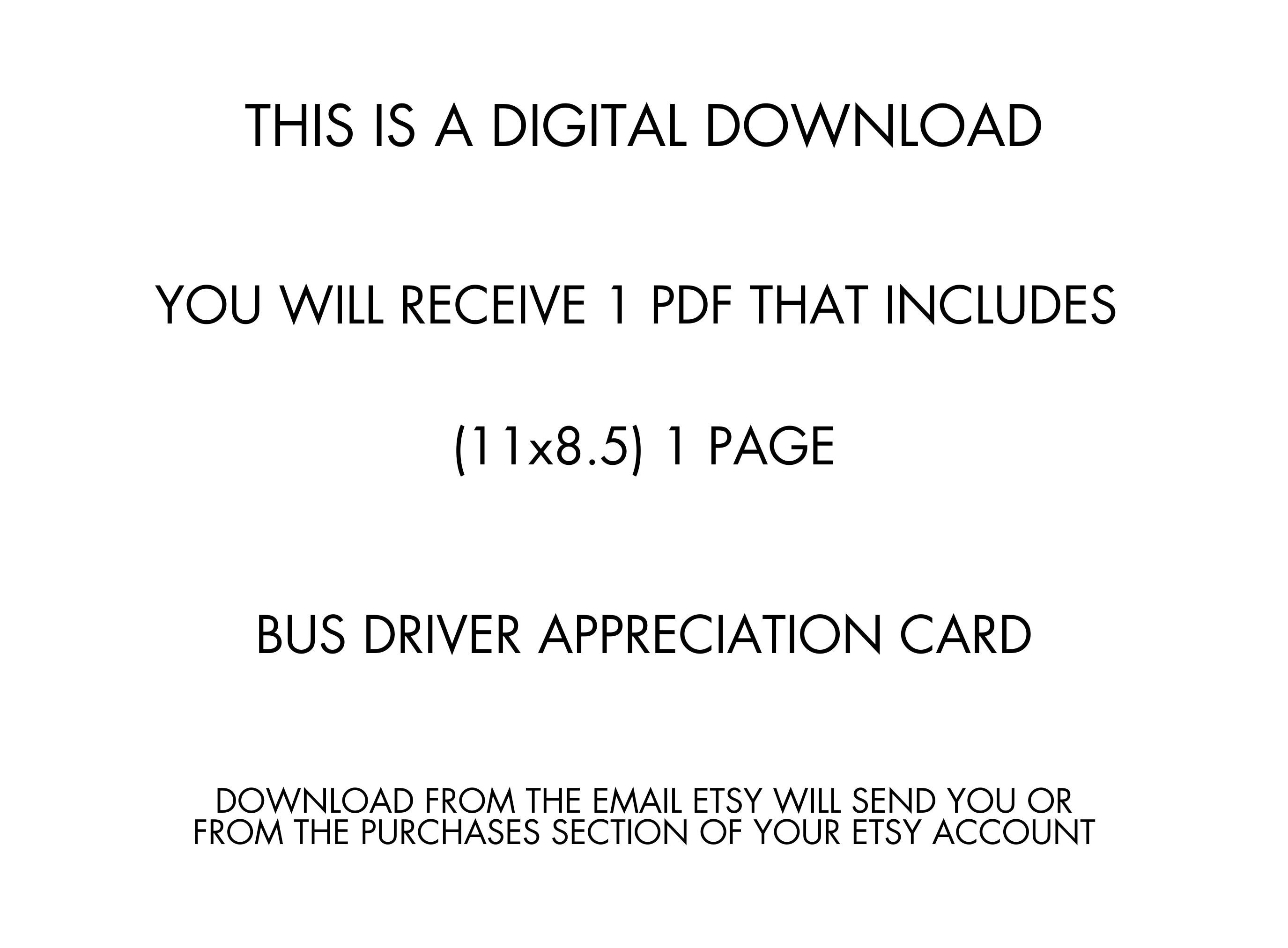 Bus Driver Appreciation Card - Etsy