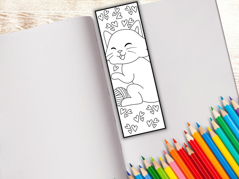 Cat Bookmark, Cat Coloring Bookmarks, DIY Bookmarks, Cat Lovers, Book ...