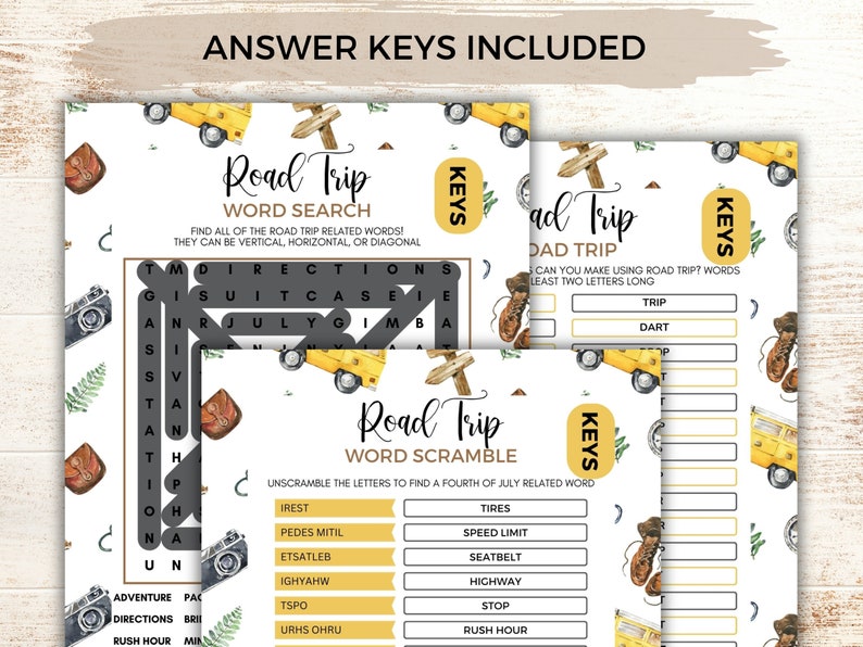 Road Trip Printable Bundle, Road Trip 9 Page Activities Bundle, Road ...