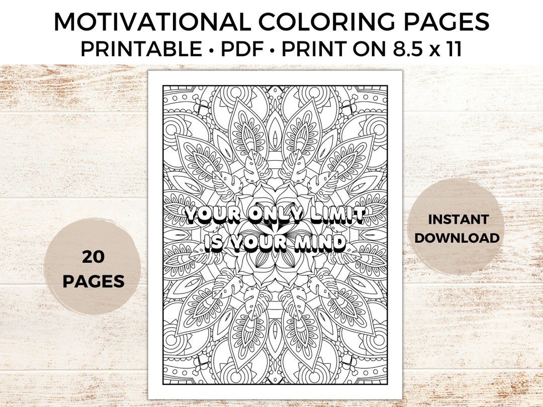 20 Mandala Motivational Coloring Pages Adult and Teen Mandala - Etsy