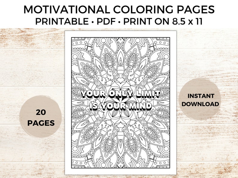 20 Mandala Motivational Coloring Pages Adult and Teen Mandala - Etsy
