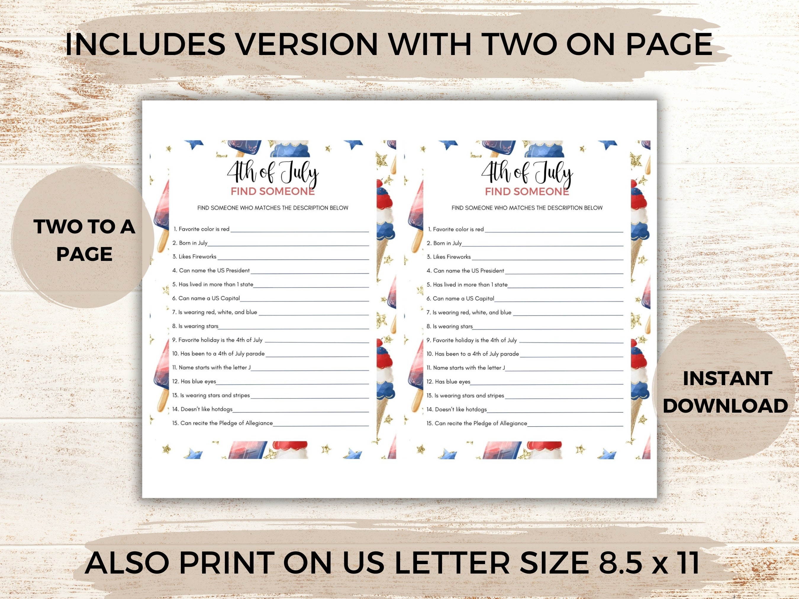 4th of July Printable Bundle, 4th of July 6 Page Activities Bundle, 4th ...