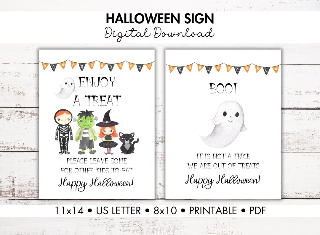 Halloween Candy Sign, Out of Candy Sign, Trick or Treat Sign, Front ...