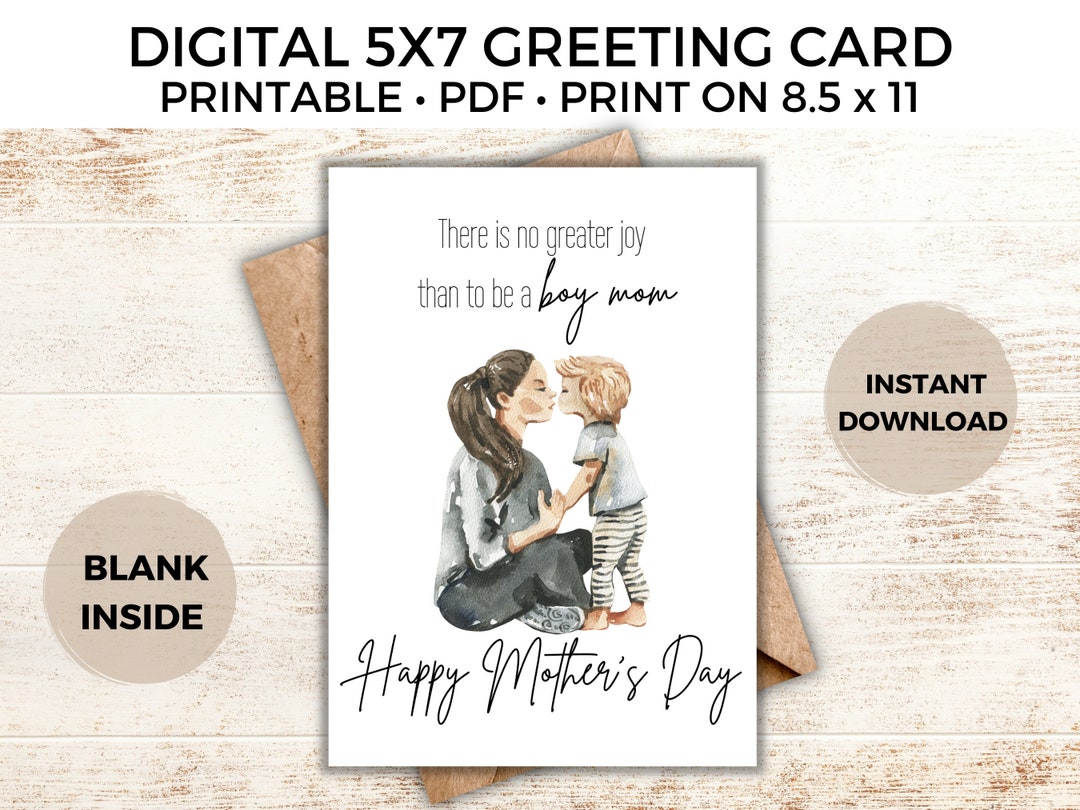 Mother's Day Boy Mama Greeting Card, Card for Mom, Printable PDF ...
