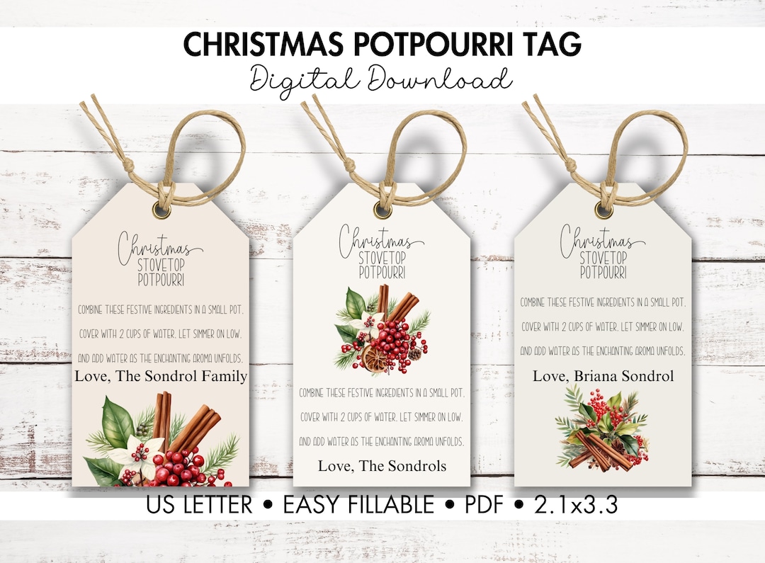 Personalized Christmas Potpourri Gift Tags - Etsy