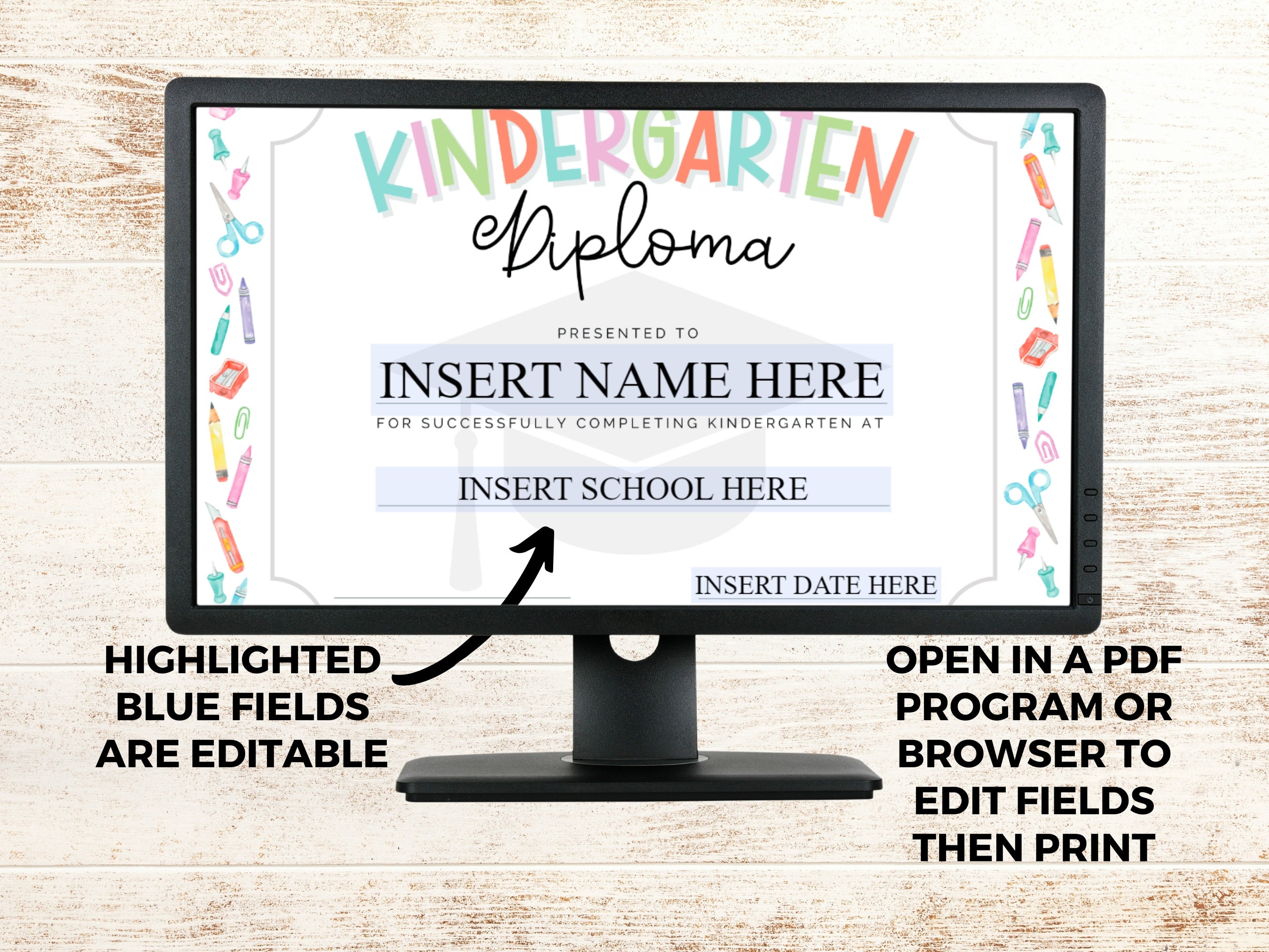 Fillable Kindergarten Diploma, Kindergarten Graduation, Kindergarten ...