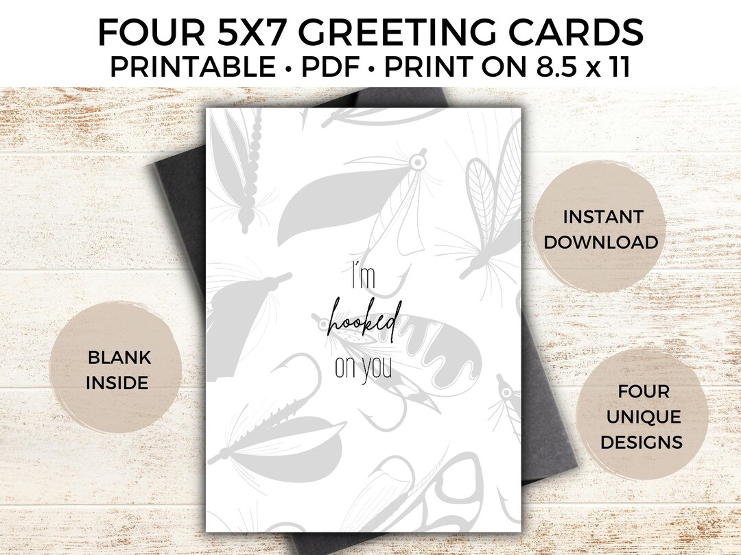 4 Pack Assorted Fishing Greeting Cards, PDF, Fish, Fly Fishing, Hook ...