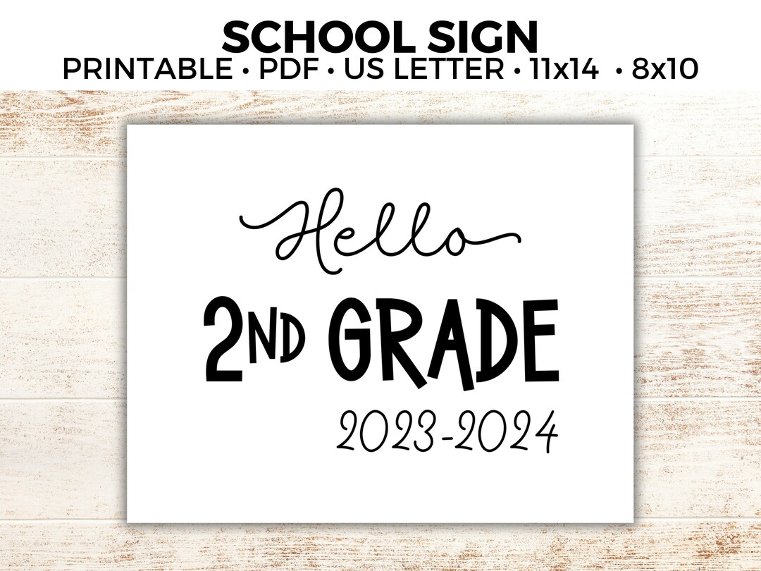 First and Last Day of School Sign, Hello & Goodbye 2nd Grade, First Day ...