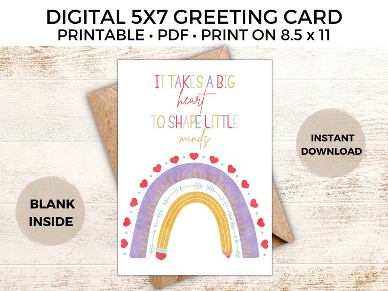 End of Year, Teacher Appreciation Greeting Card, Watercolor Teacher ...