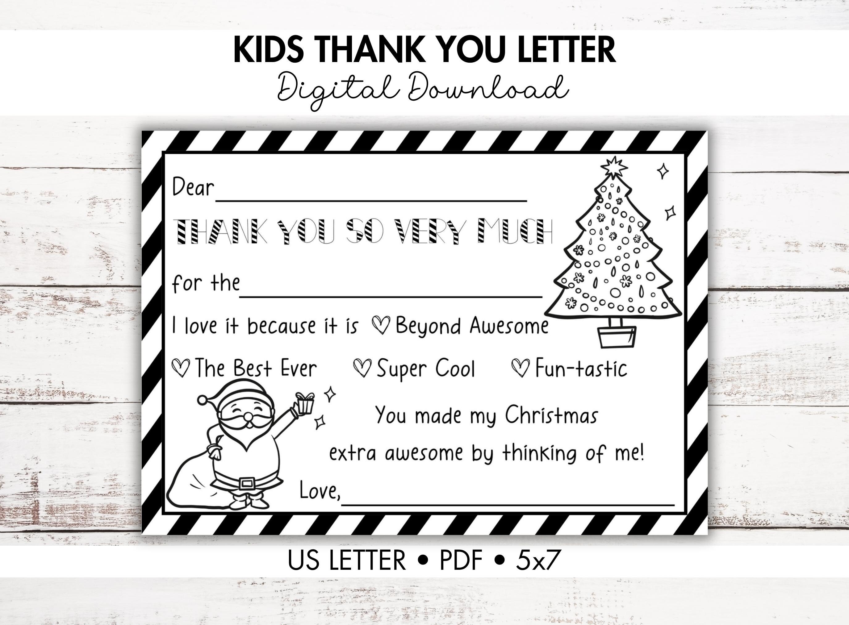 Printable Coloring Christmas Thank You Cards for Kids - Etsy