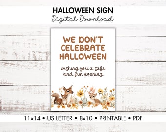 We Do Not Celebrate Halloween Sign, Printable Sign, Instant Digital ...