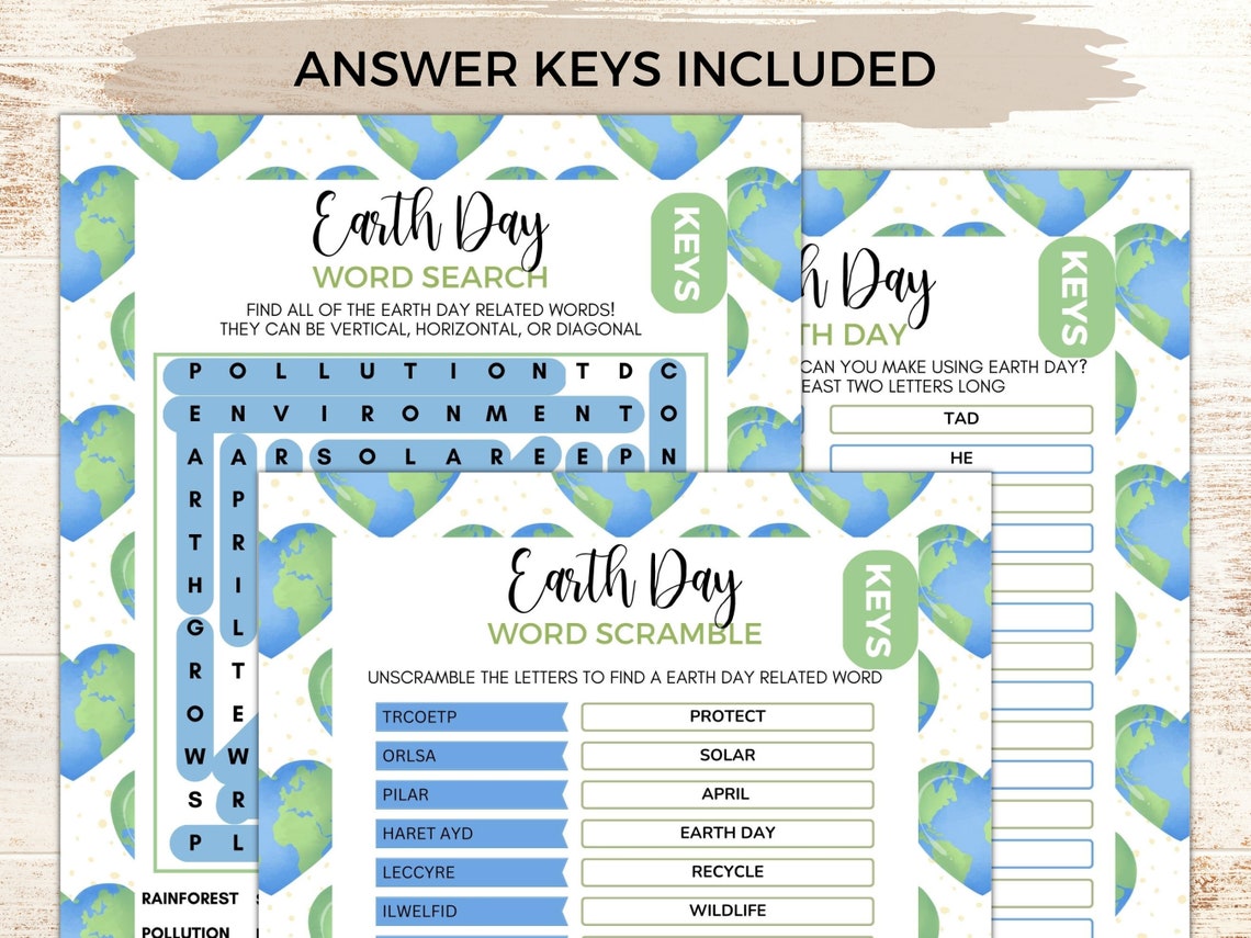 Earth Day Game Bundle, Earth Day Printable Game for Kids & Adults ...