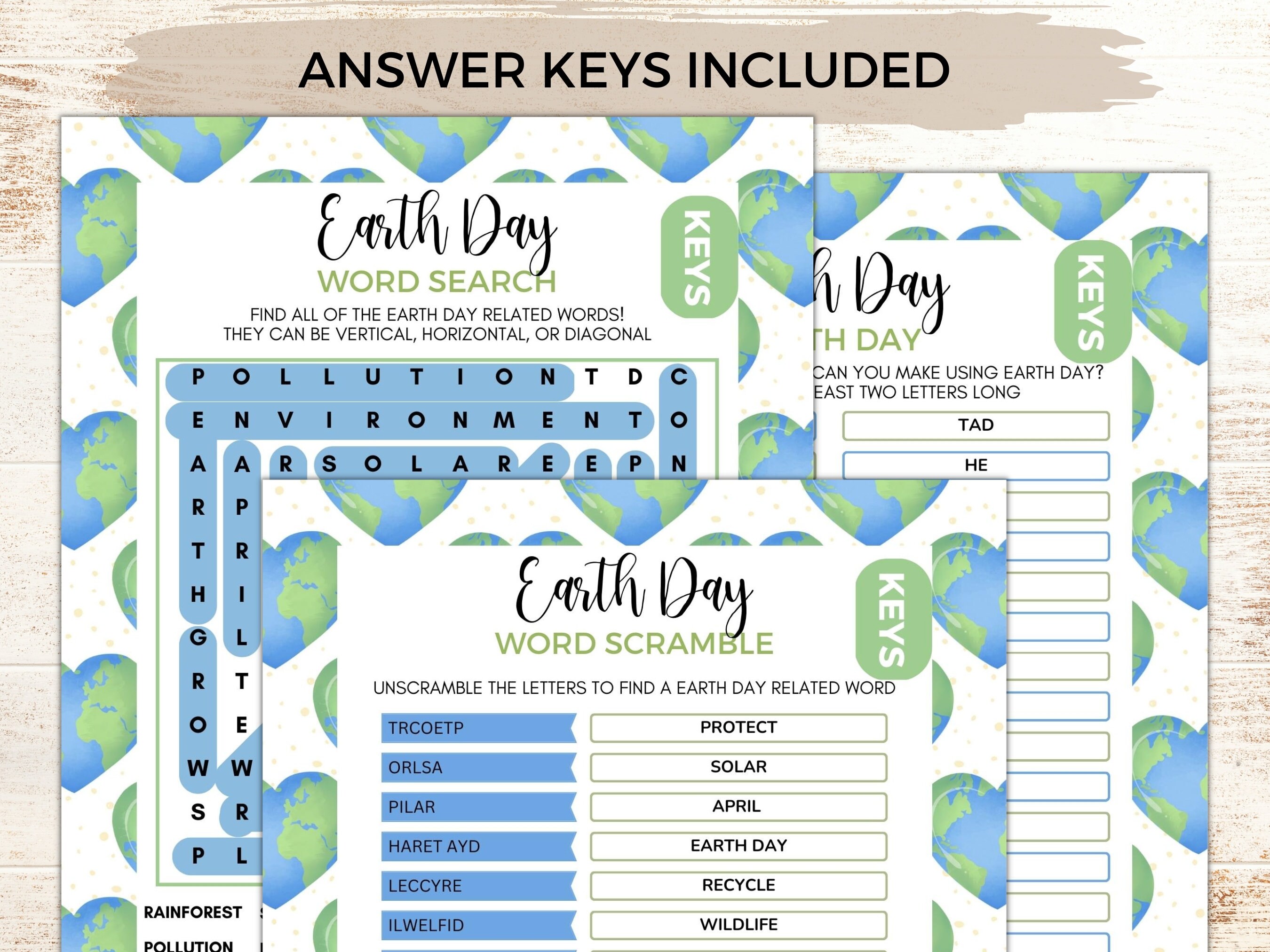 Earth Day Game Bundle, Earth Day Printable Game for Kids & Adults ...