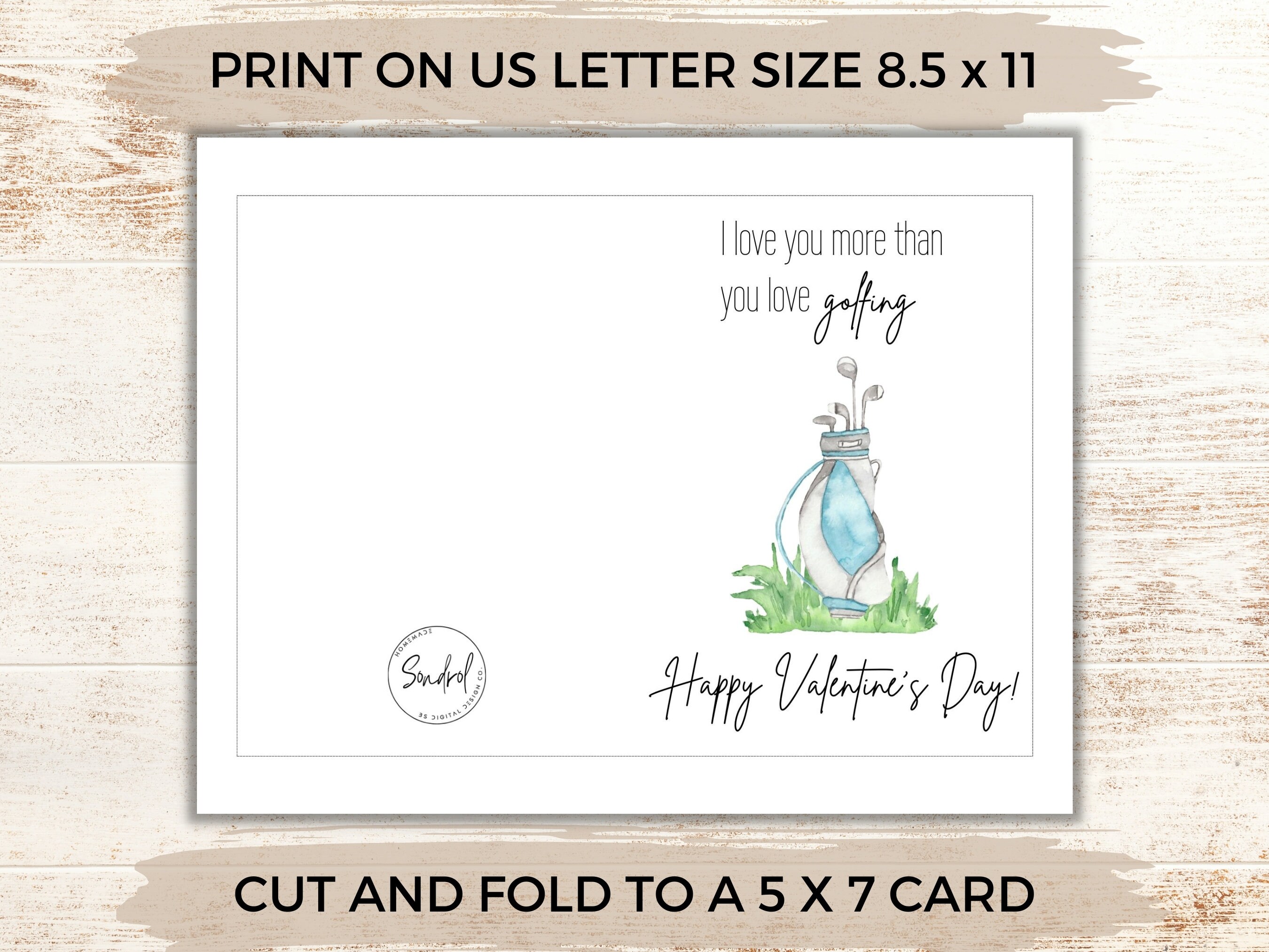 Golf Greeting Card, Digital Download, PDF ,golfing, Printable, Husband ...