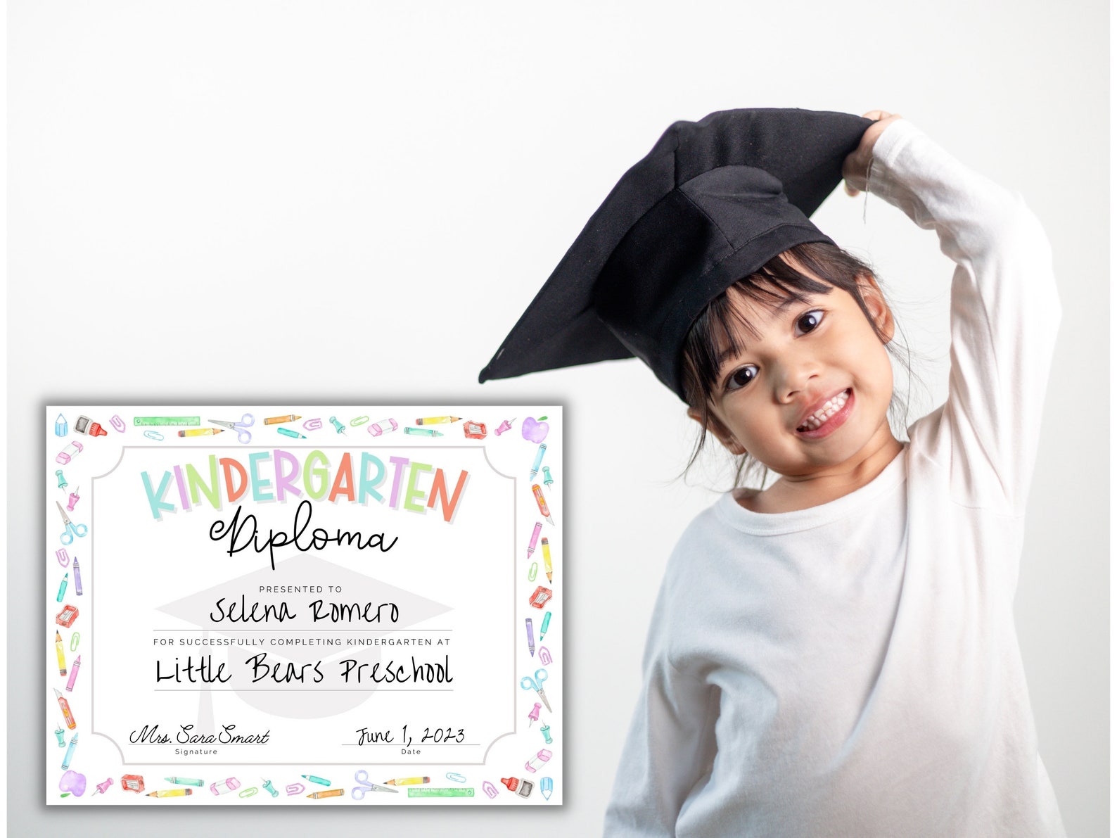 Fillable Kindergarten Diploma, Kindergarten Graduation, Kindergarten ...