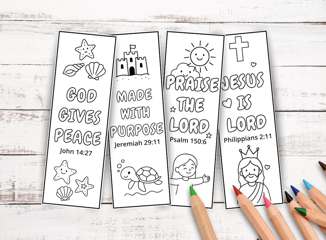 Printable Christian Coloring Bookmark, Kids Bookmarks, Bible Verse ...