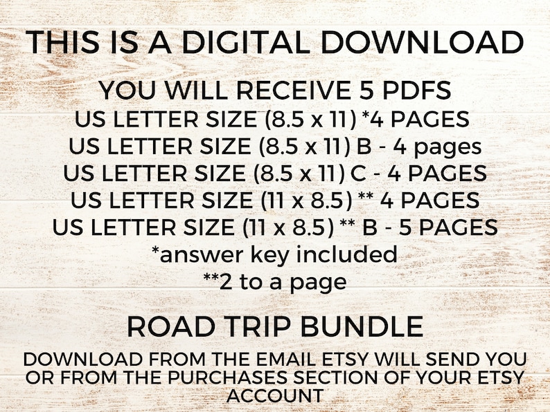 Road Trip Printable Bundle, Road Trip 9 Page Activities Bundle, Road ...