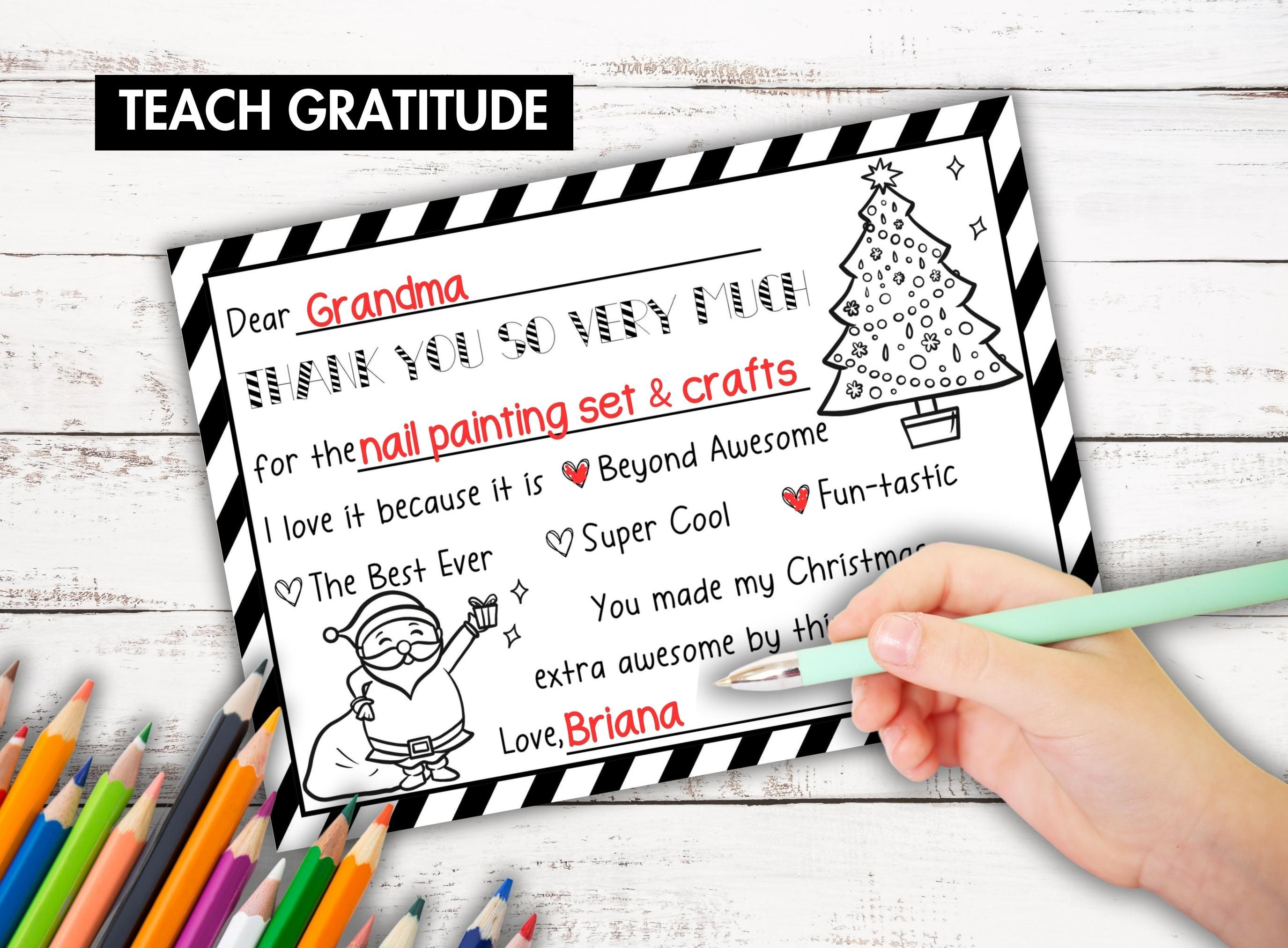 Printable Coloring Christmas Thank You Cards for Kids - Etsy