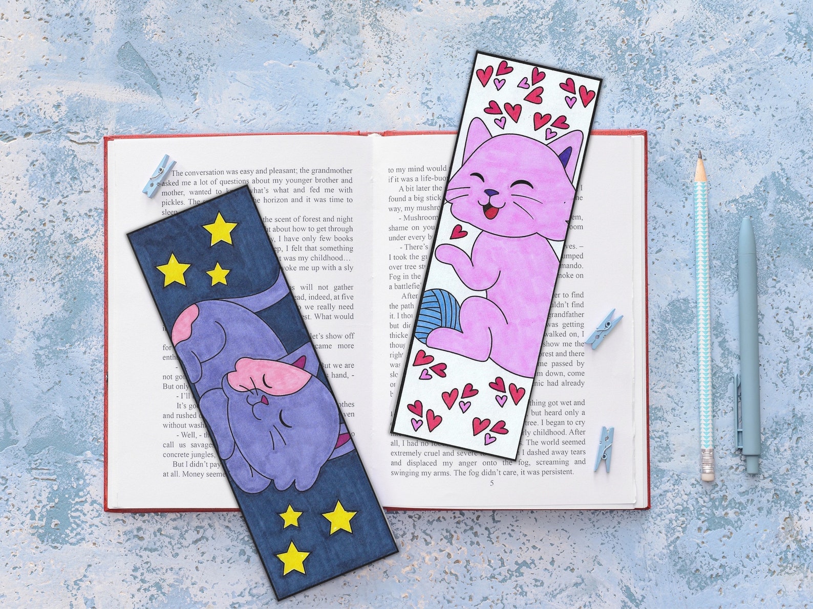 Cat Bookmark, Cat Coloring Bookmarks, DIY Bookmarks, Cat Lovers, Book ...