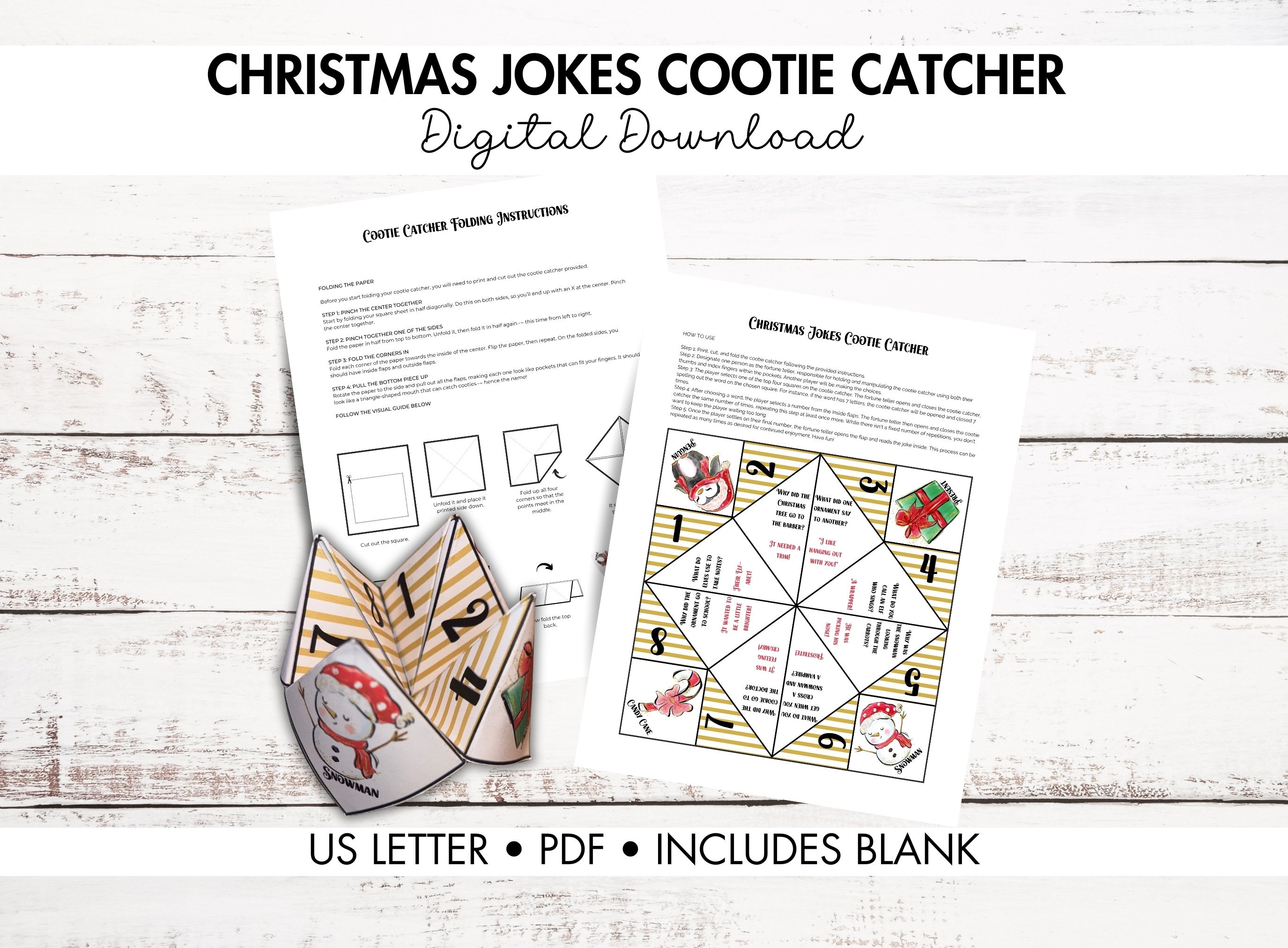 Christmas Jokes Cootie Catcher - Etsy