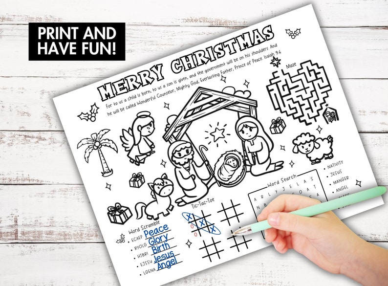 Christmas Nativity Activity Placemat - Etsy