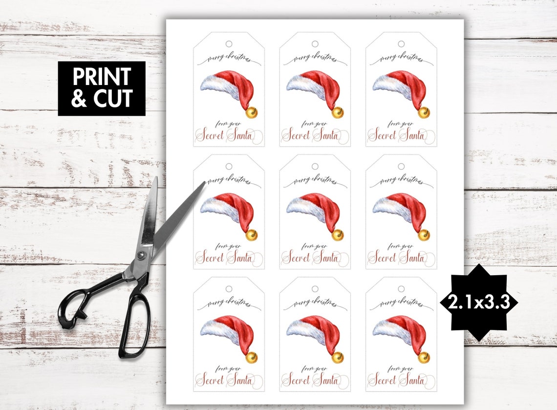 Secret Santa Gift Tags Printable - Etsy