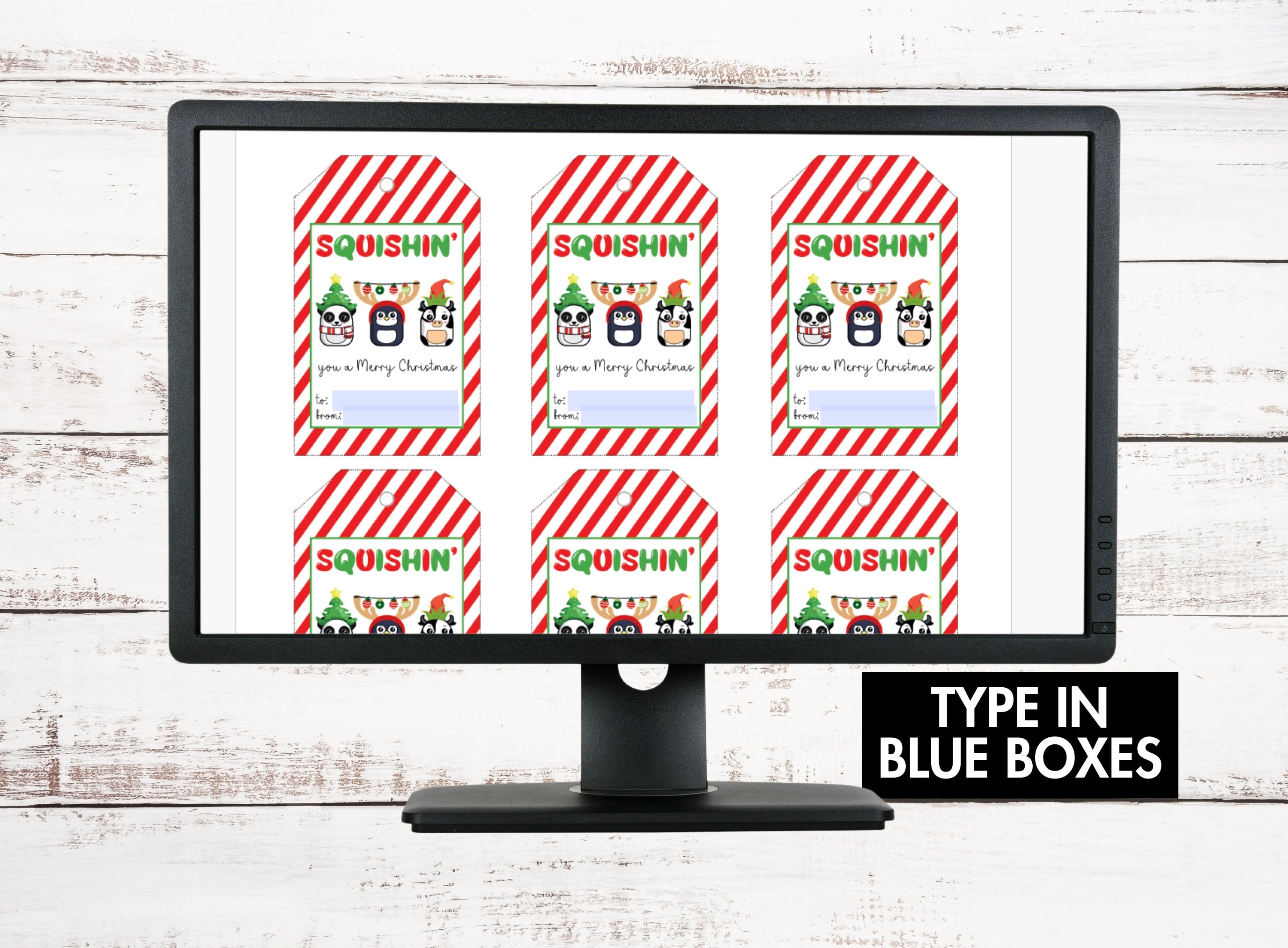 Squishin You a Merry Christmas Gift Tags - Etsy