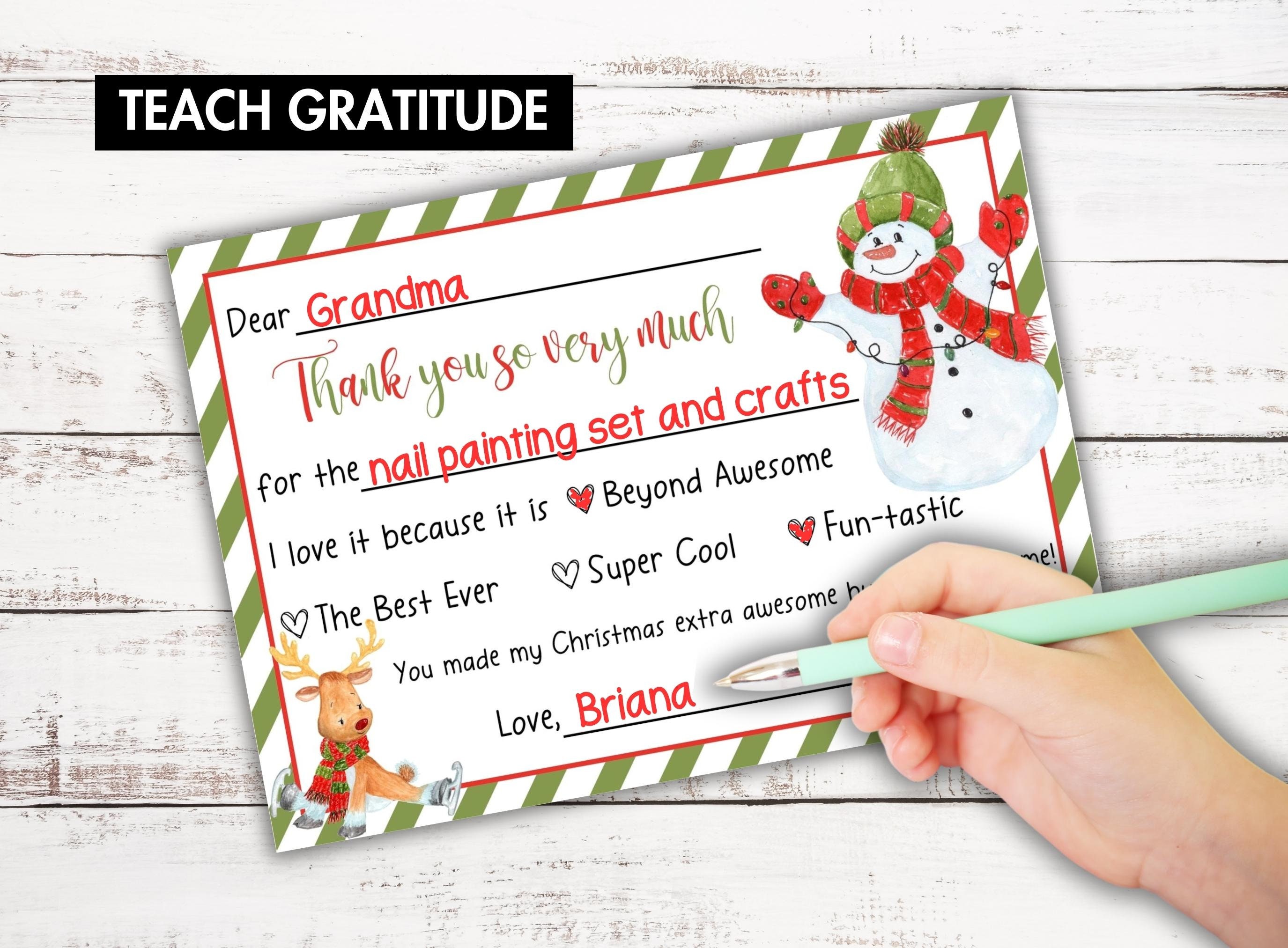 Printable Christmas Thank You Cards for Kids - Etsy