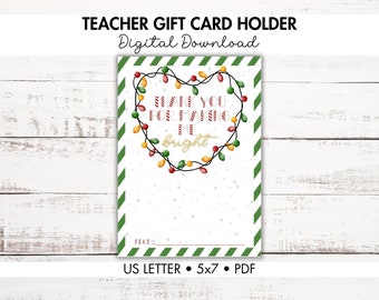 Printable Christmas Gift Card Holder for School Bus Driver, Holiday ...