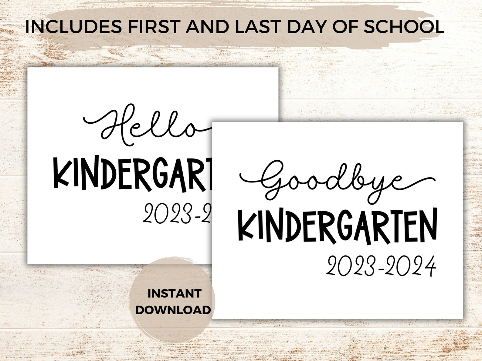 First and Last Day of School Sign, Hello & Goodbye Kindergarten, First ...