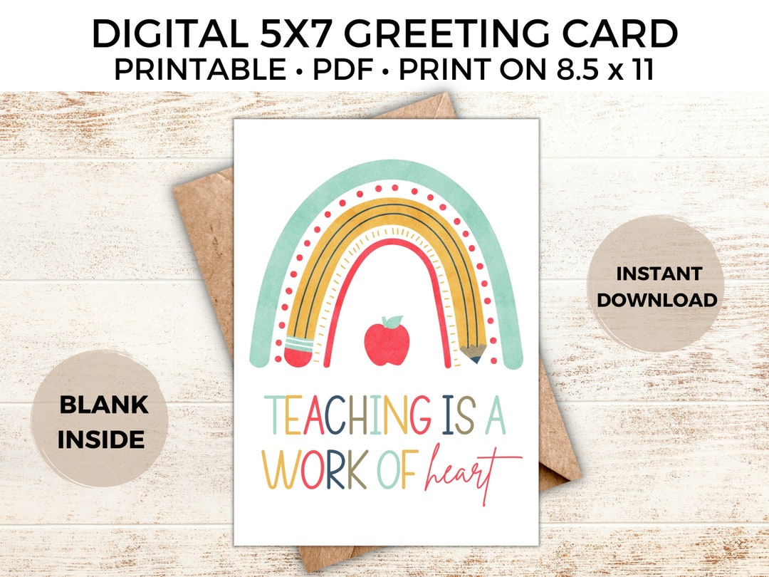 End of Year, Teacher Appreciation Greeting Card, Watercolor Teacher ...