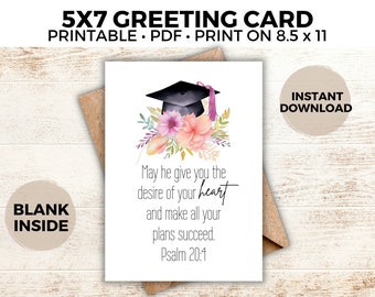 Graduation Scripture Cards, 6 Printable Bible Verse Graduation Cards ...