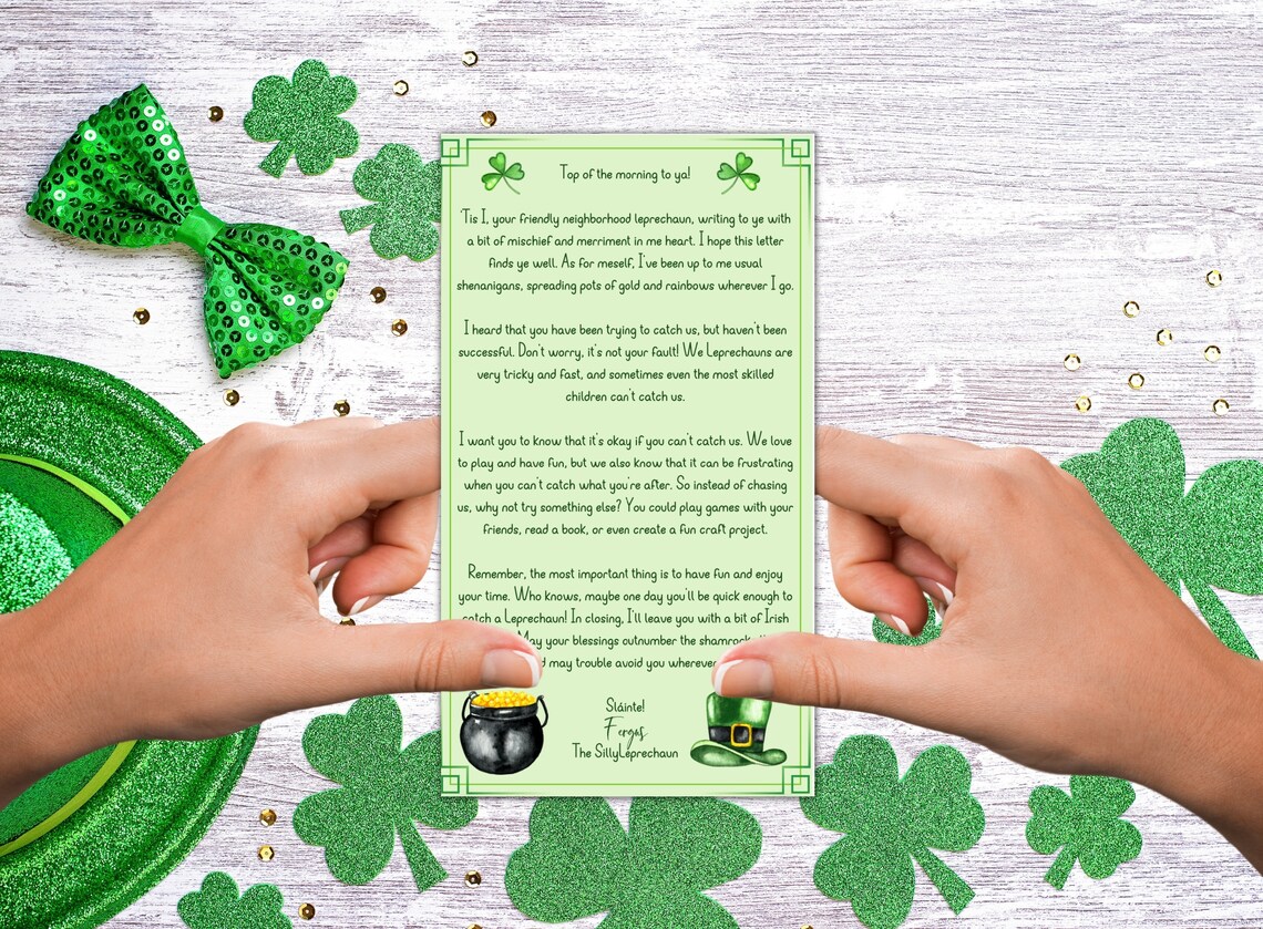 Mini Leprechaun Letter, St Patrick's Day Letter, 2 Mini Letters, St ...
