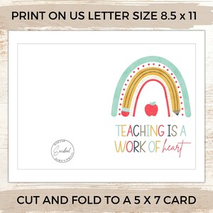 End of Year, Teacher Appreciation Greeting Card, Watercolor Teacher ...