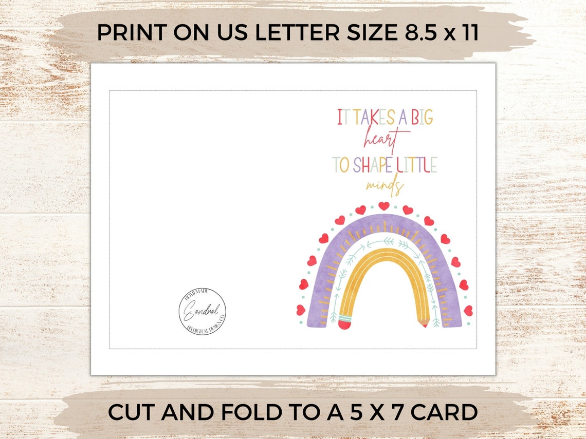 End of Year, Teacher Appreciation Greeting Card, Watercolor Teacher ...