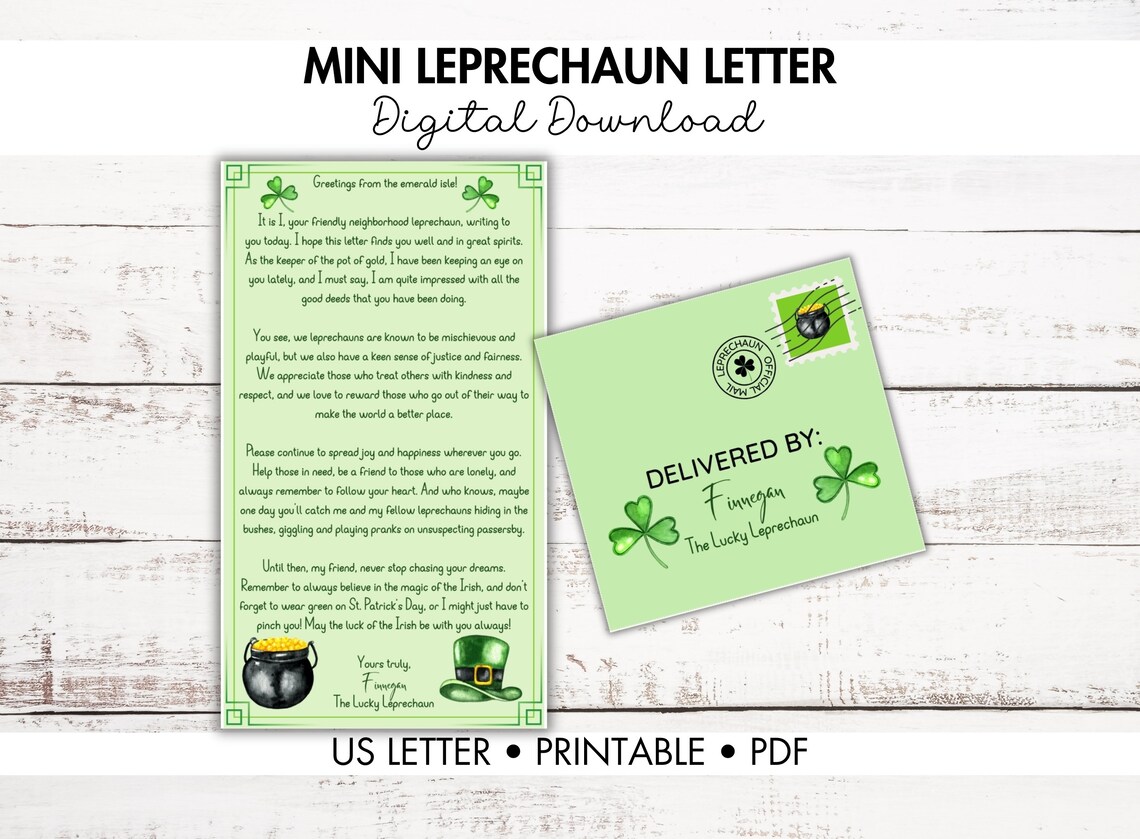 Mini Leprechaun Letter, St Patrick's Day Letter, 2 Mini Letters, St ...