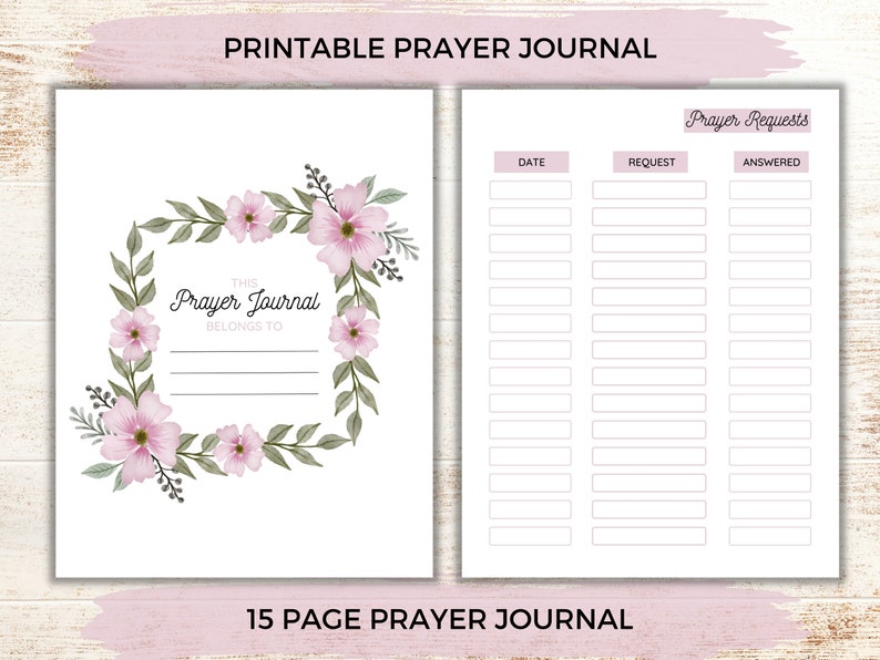 Prayer Journal Printable, Pink Flower, Christian Women, Beautiful ...