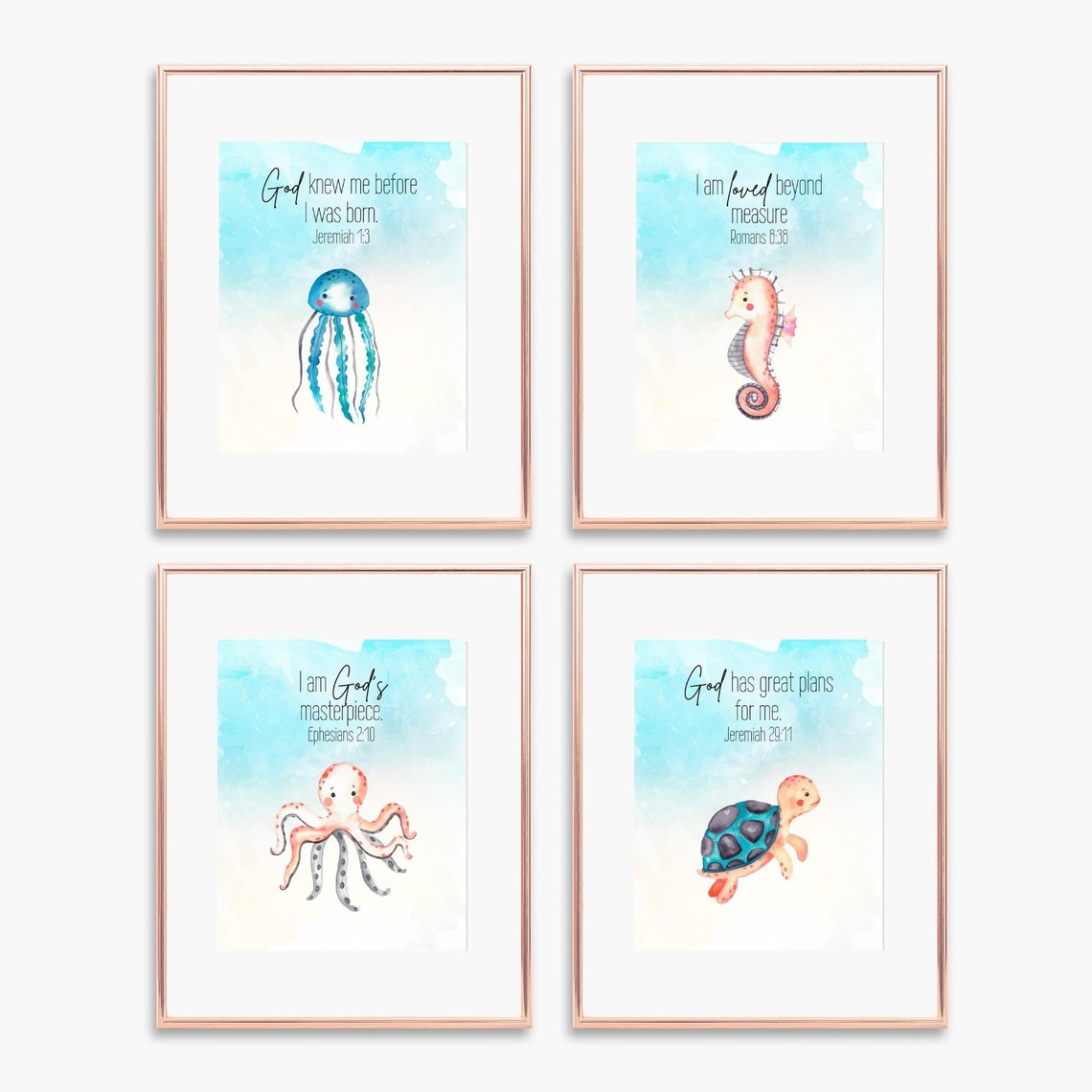 Kids Bible Verse Prints, Ocean Wall Art, Christian Nursery Decor ...