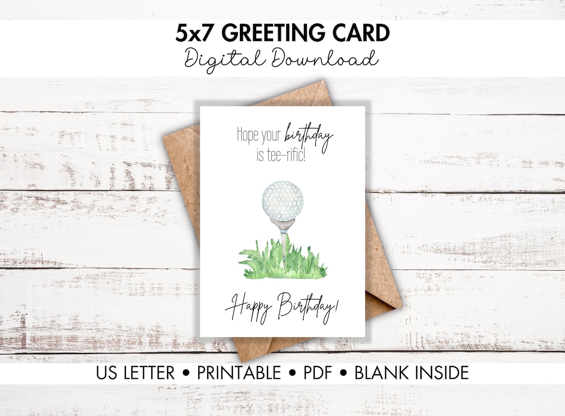 Golf Birthday Card Printable - Etsy