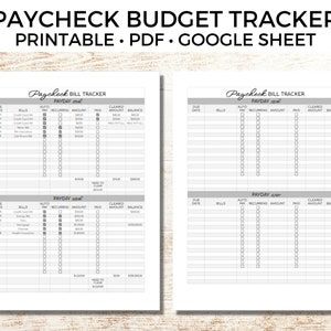 Paycheck Bill Tracker , Digital Download L Printable , PDF and Google ...