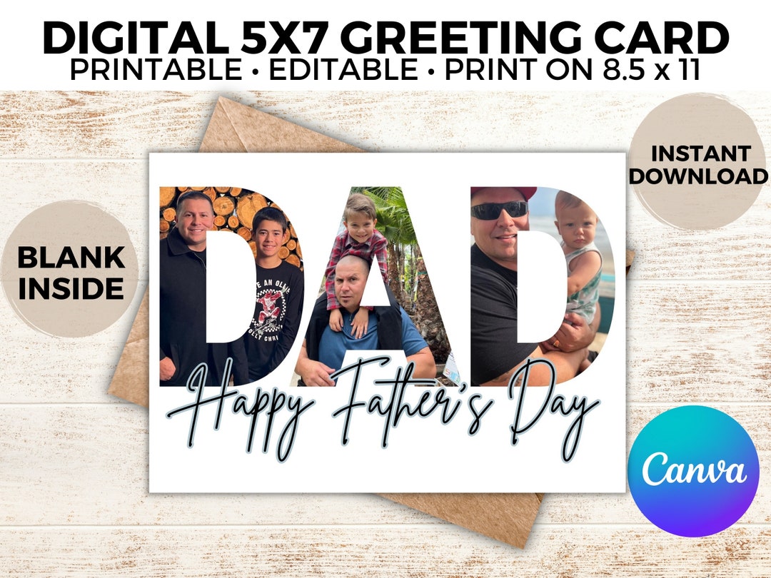Father's Day Greeting Card, Template Card for Dad, Gift for Dad ...